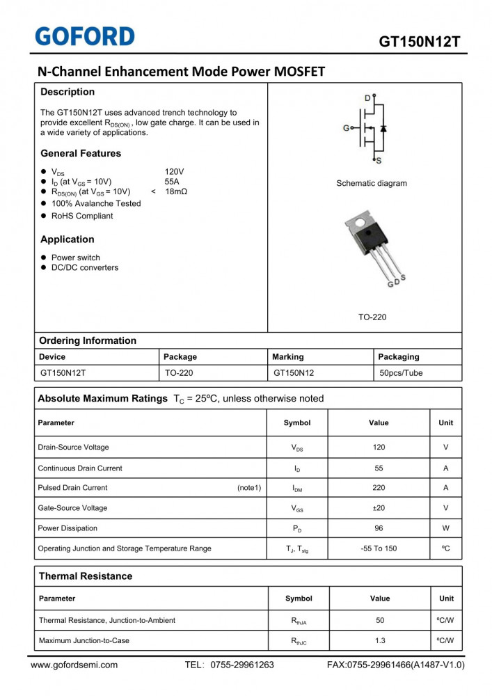 GT150N12T datasheet page 1