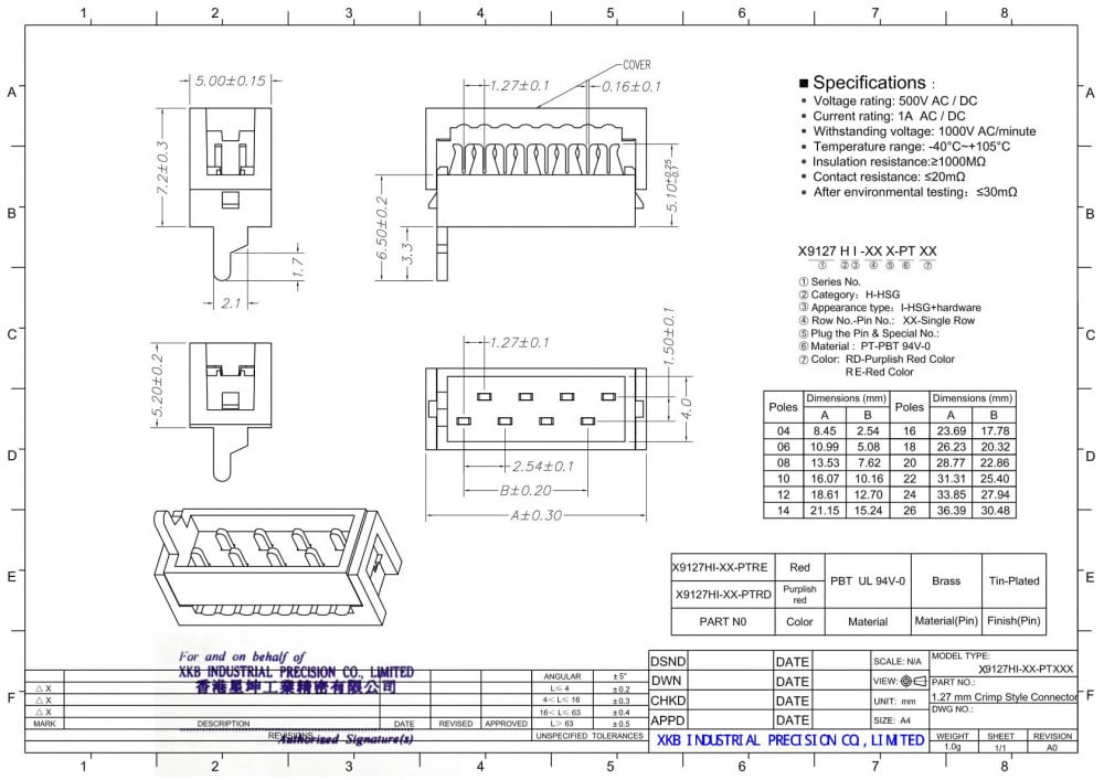 X9127HI-06-PTRE technical document page 1