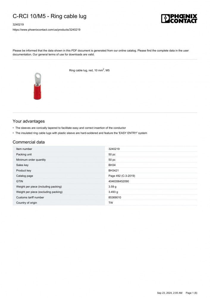Phoenix Contact 3240219 technical document page 1
