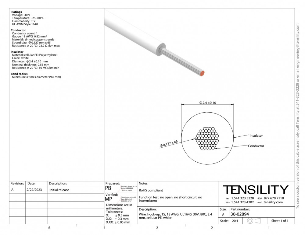 Tensility International 30-02894 product drawing