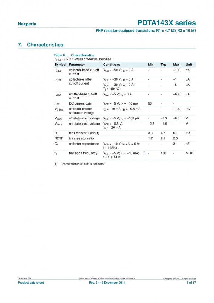 PDTA143XU datasheet page 7