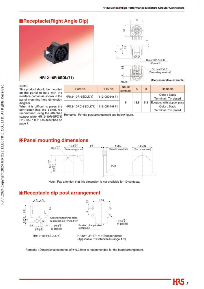 HRS HR212 datasheet page 5