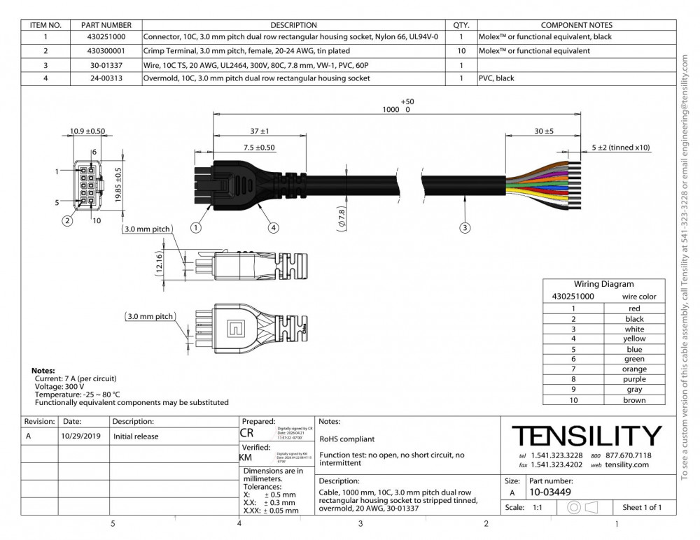 Tensility International 10-03449 technical drawing