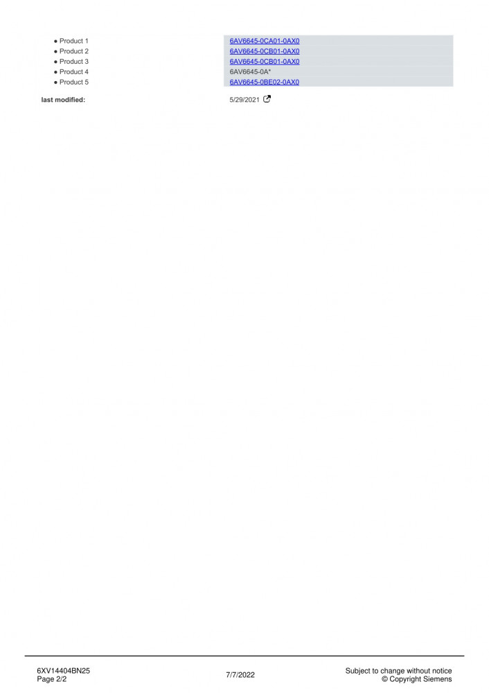 SIEMENS 6XV14404BN25 technical document page 2