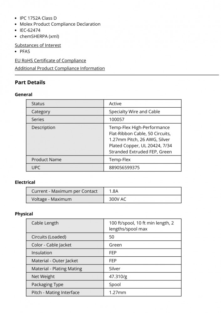 MOLEX cable product document page 2