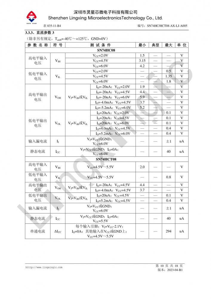 SN74HC08 datasheet page 10