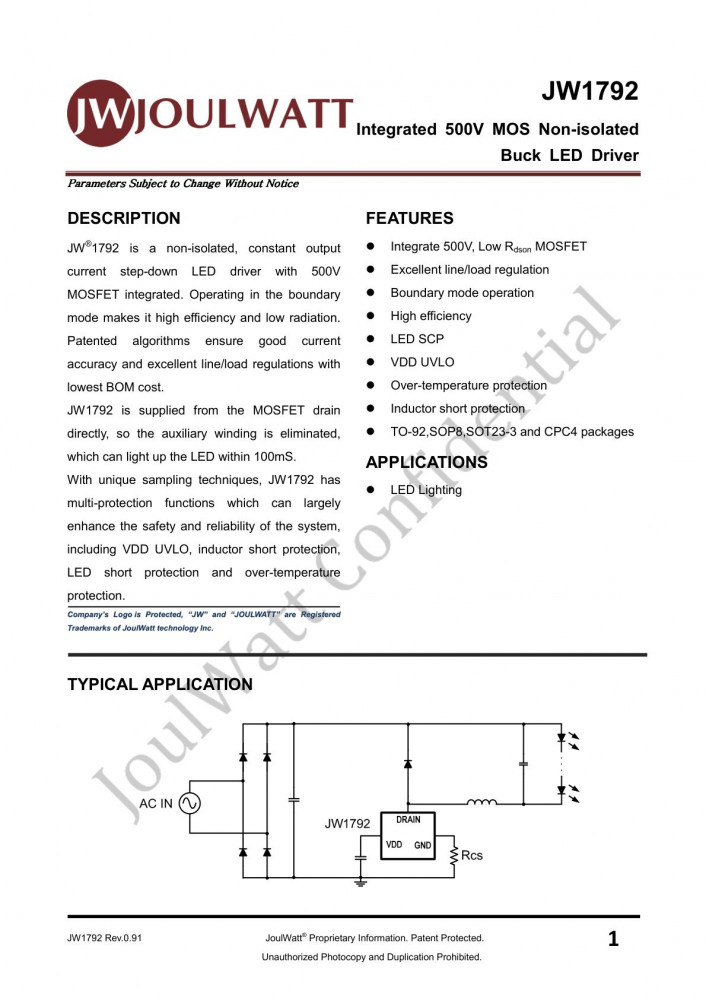 JW1792 technical document preview