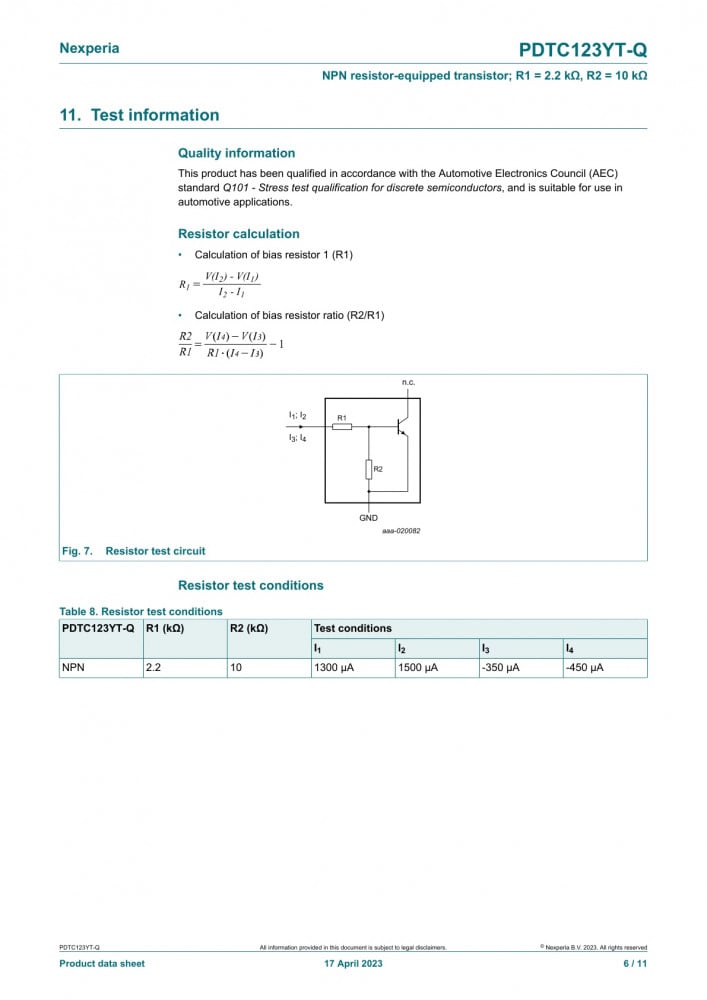 PDTC123YT-QR datasheet page 6