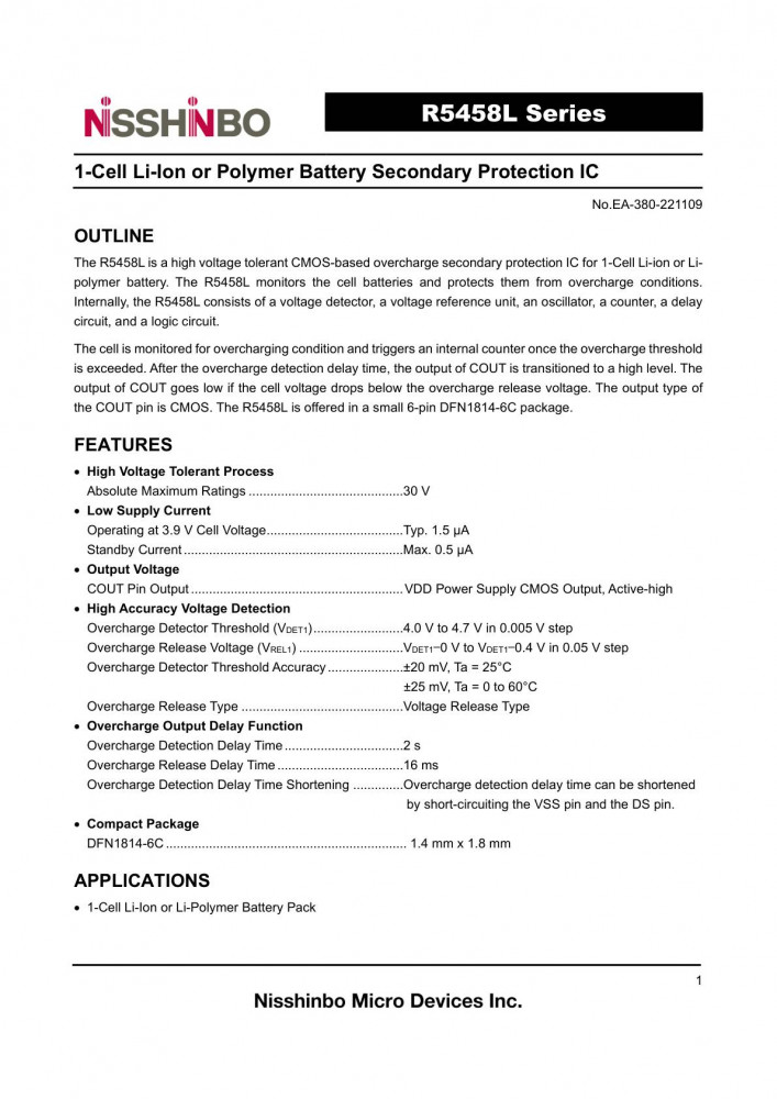 R5458L technical document page 1