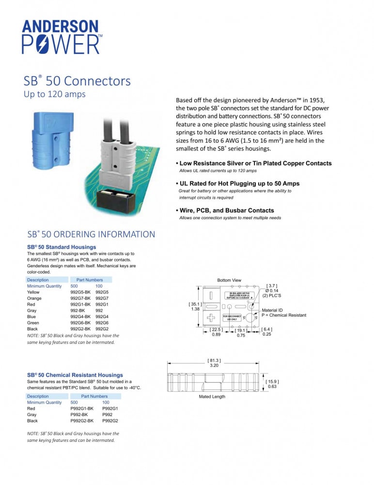 Anderson Power SB 50 datasheet page 1