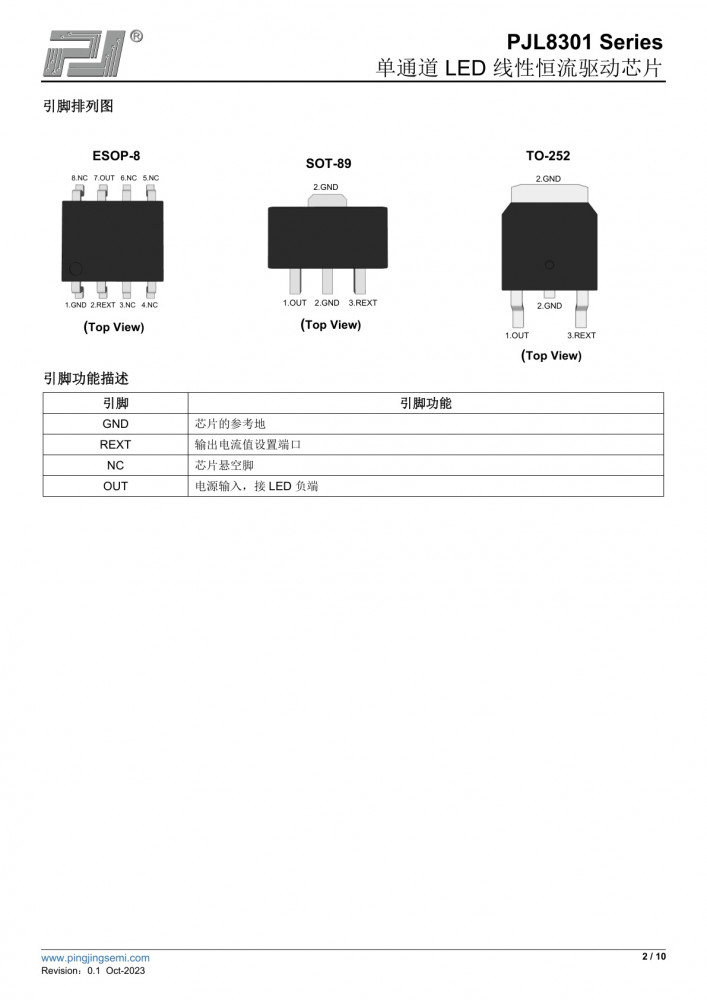PJL8301SQ datasheet page 2