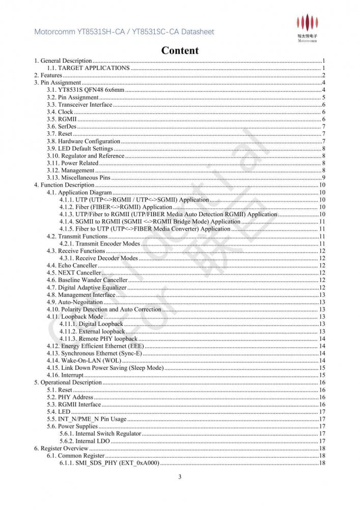 YT8531SC-CA datasheet page 4