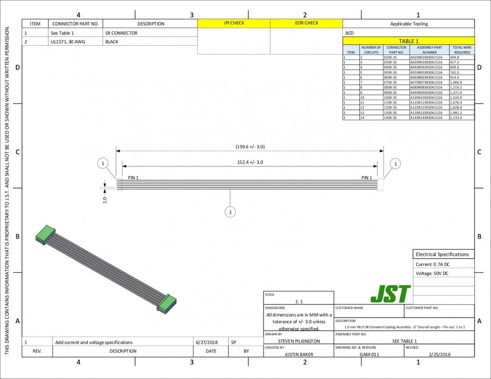 JST A12SR12SR30K152A technical document preview