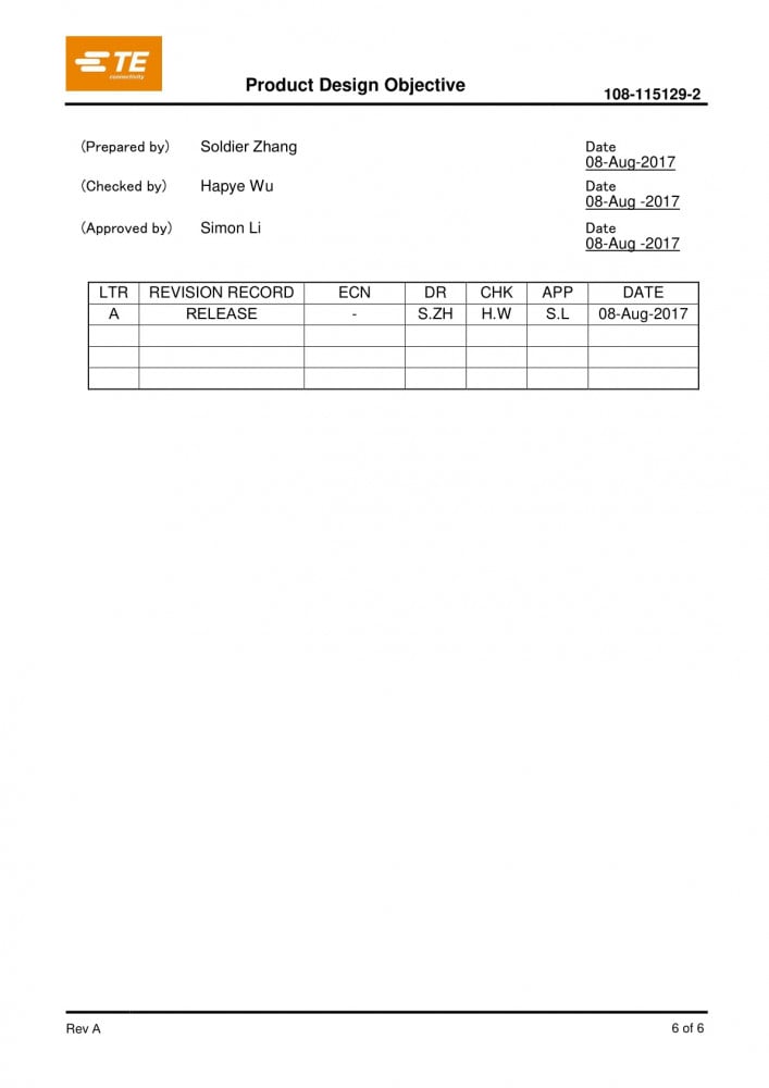 TE USB Type-C connector document page 6