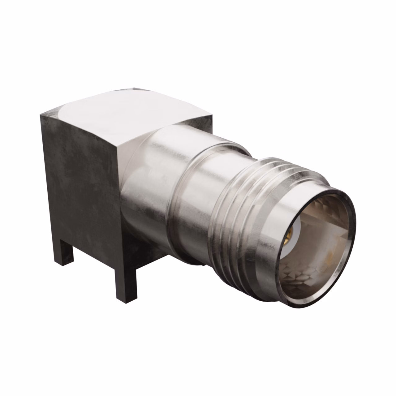 TNC Jack, Right-Angle, PCB Receptacle, Through Hole, Brass Body, Nickel (Ni) Plated, 50 Ohms for sale