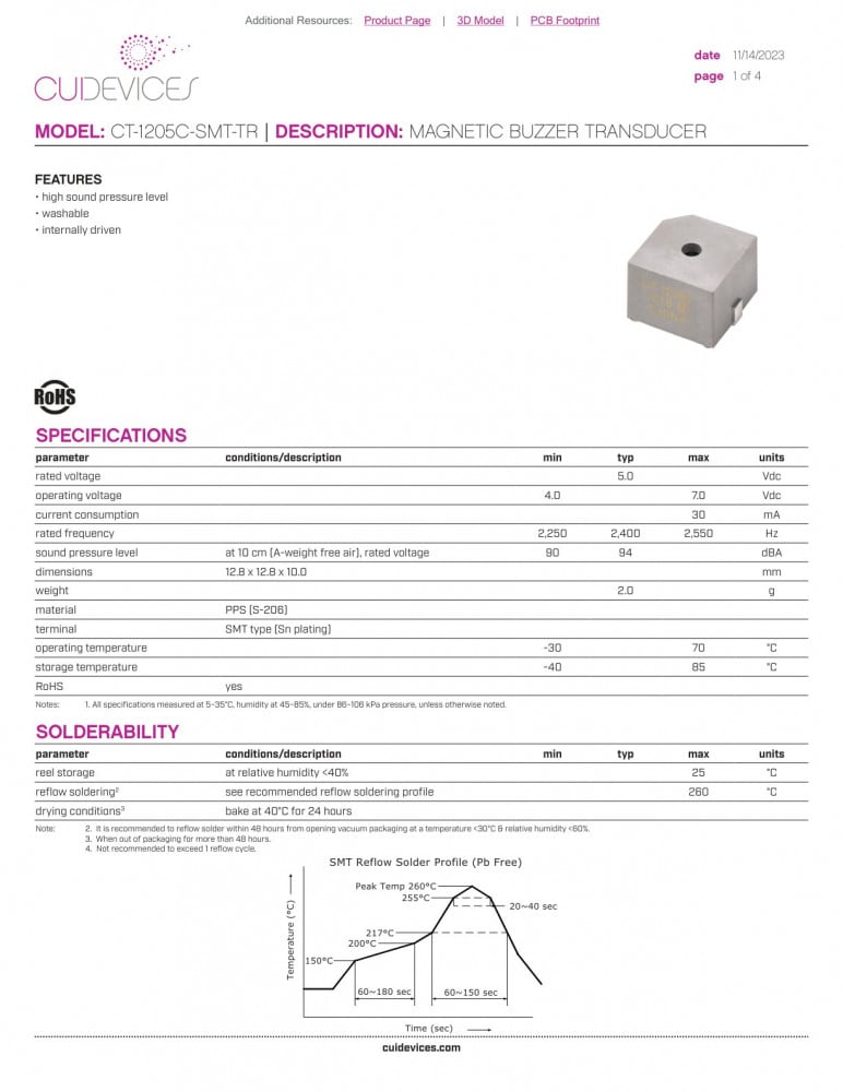 CT-1205C-SMT-TR datasheet page 1