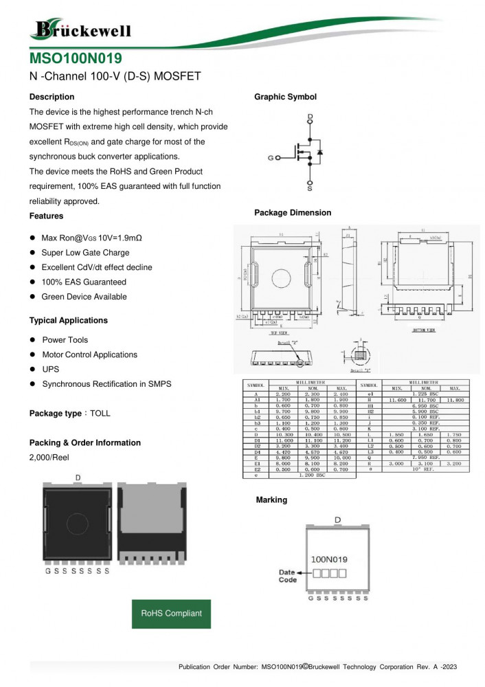 MSO100N019 datasheet page 1