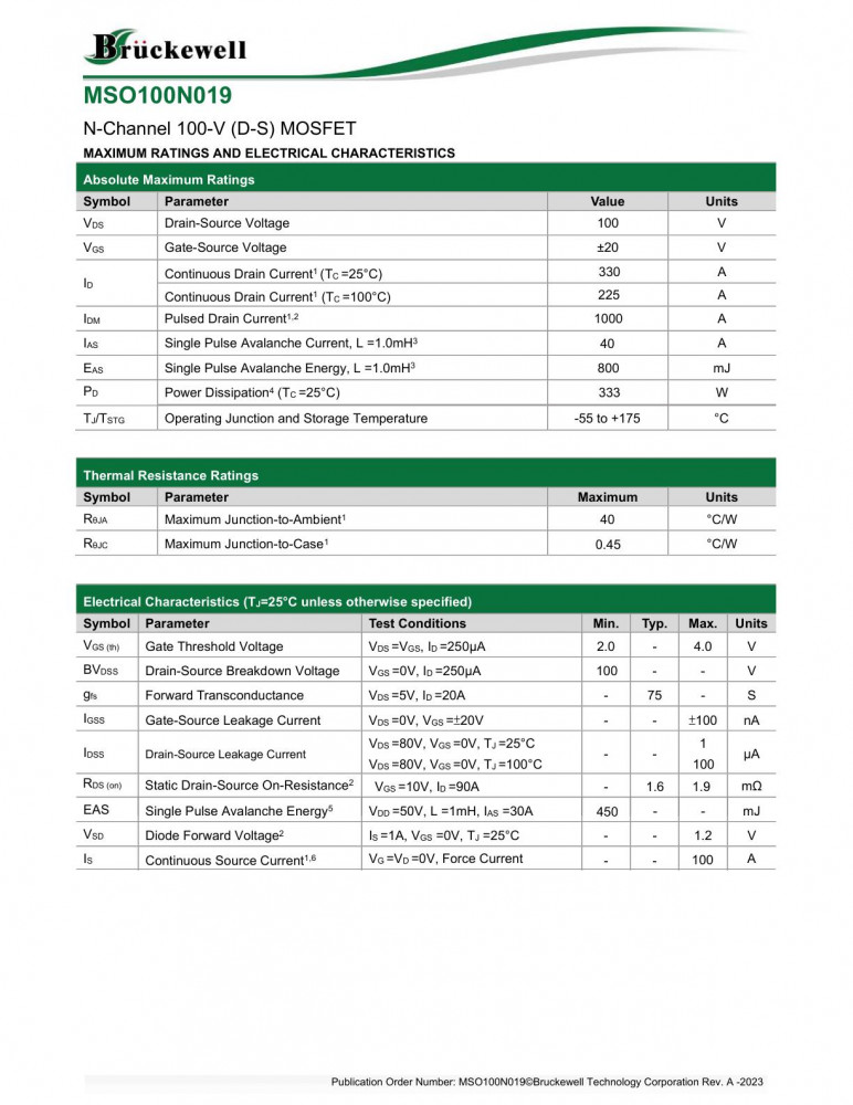 MSO100N019 datasheet page 2