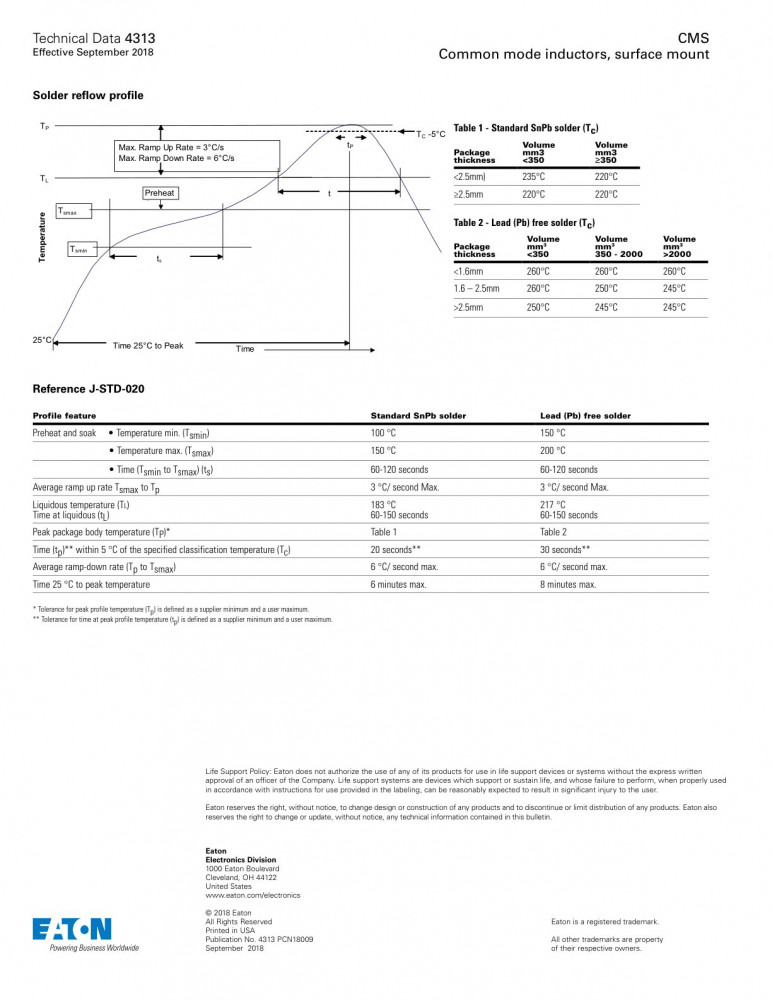 EATON CMS3 common-mode inductor documentation page 6