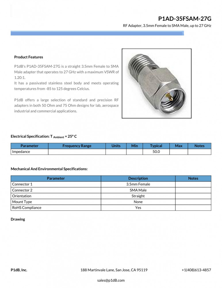 P1AD-35FSAM-27G product documentation image, page 1
