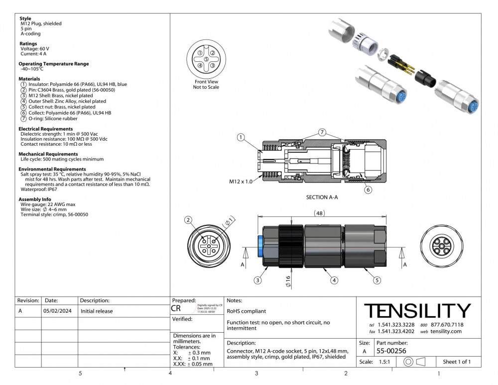 Tensility International 55-00256 product drawing