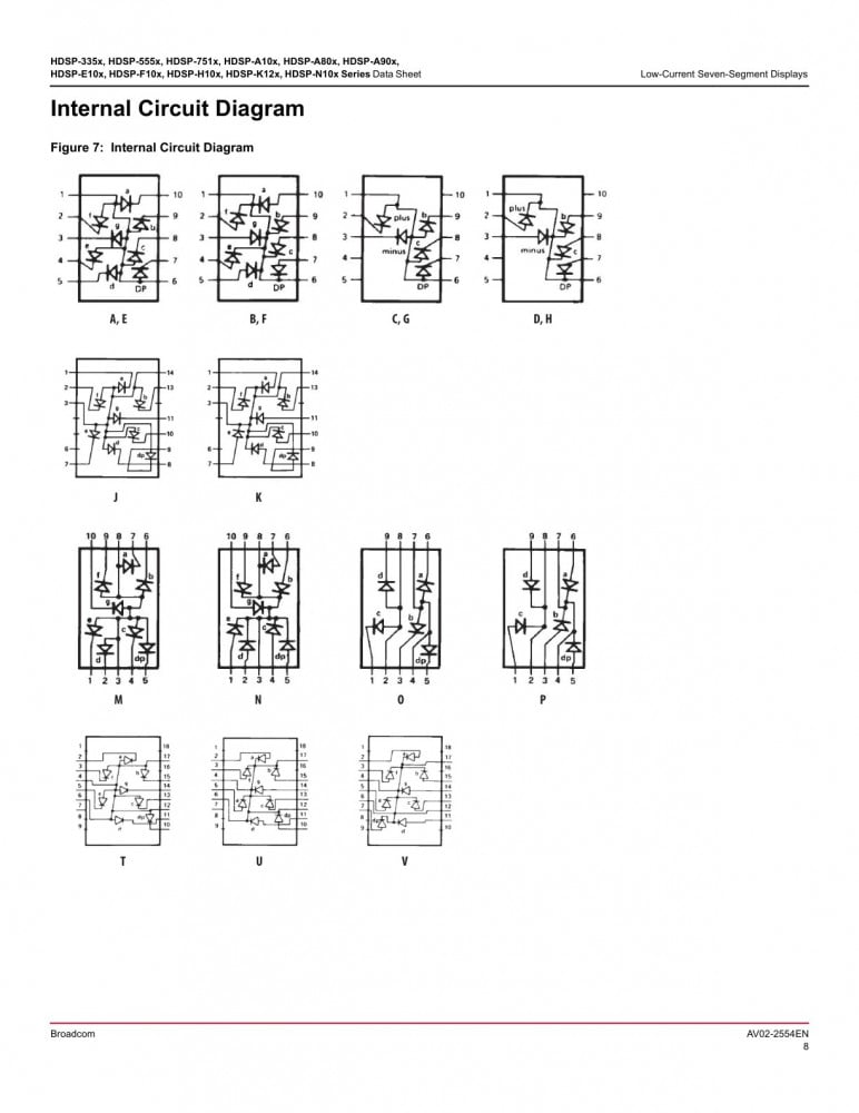 Broadcom HDSP low-current display datasheet page 8