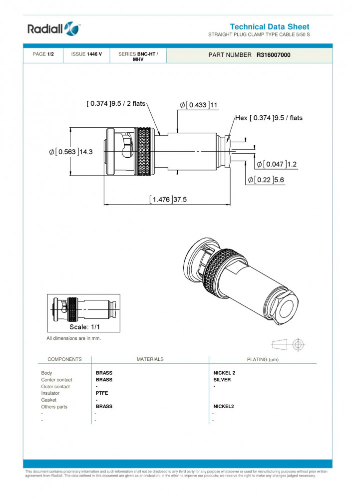Radiall R316007000 datasheet page 1