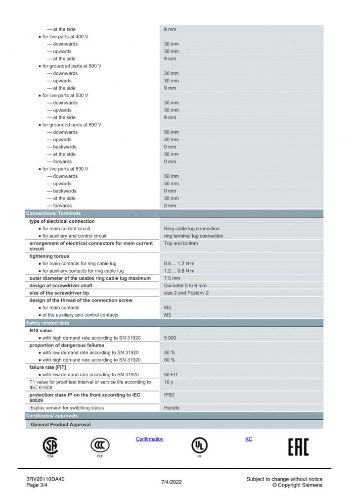 SIEMENS 3RV20110DA40 datasheet page 3