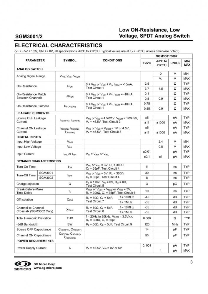 SGM3001 datasheet page 3