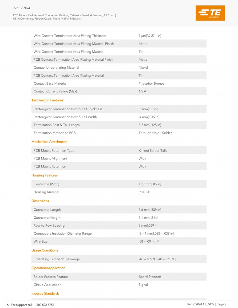 TE Connectivity 7-215570-4 technical document page 2