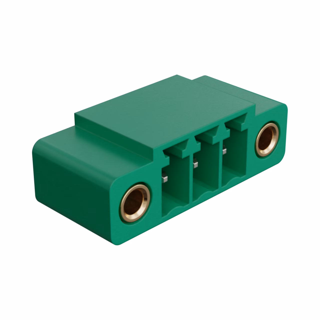 3.50mm Pitch Eurostyle Right-Angle PCB Header, with Threaded Retention Inserts, Green Housing, 3 Circuits for sale