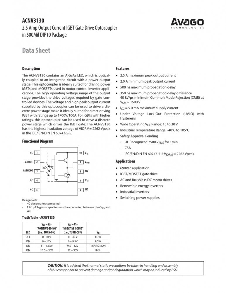 ACNV3130-300E datasheet page 1