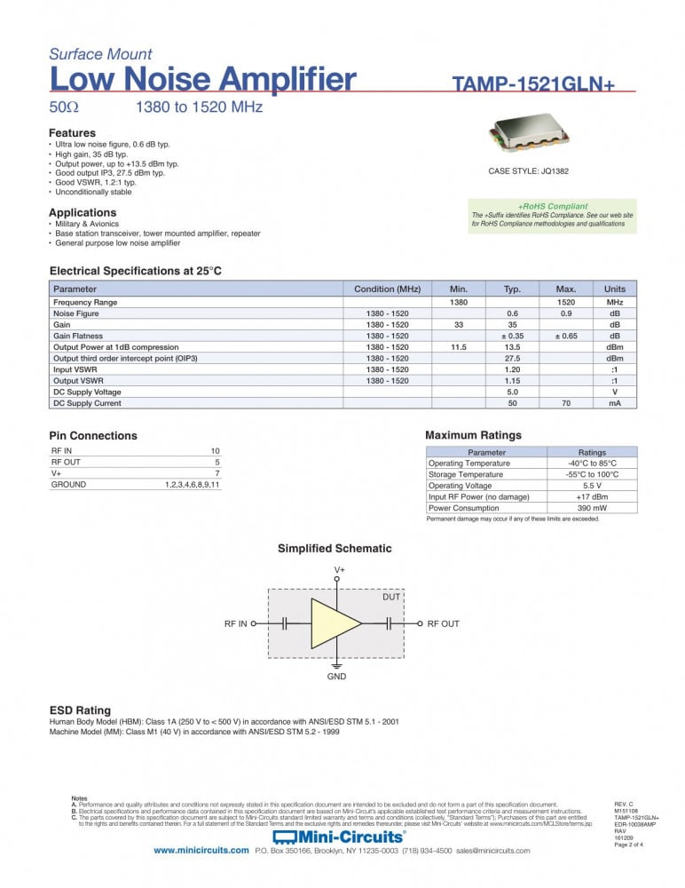 TAMP-1521GLN+ datasheet page 2