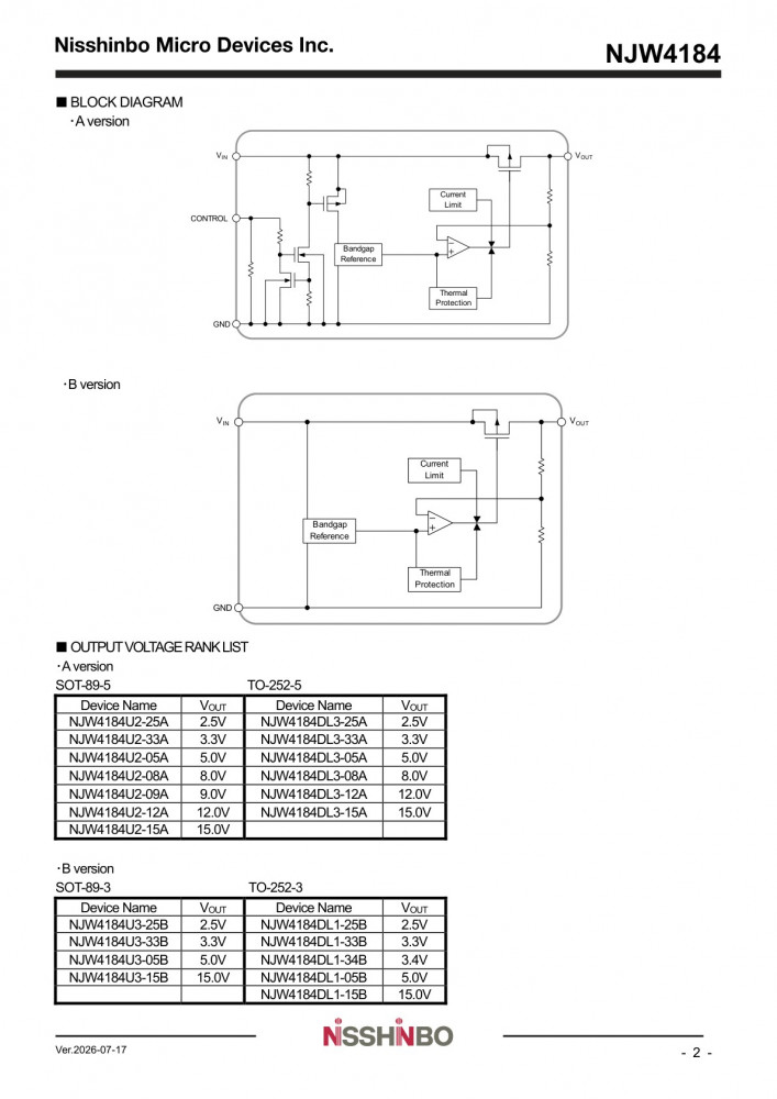 NJW4184 datasheet page 2