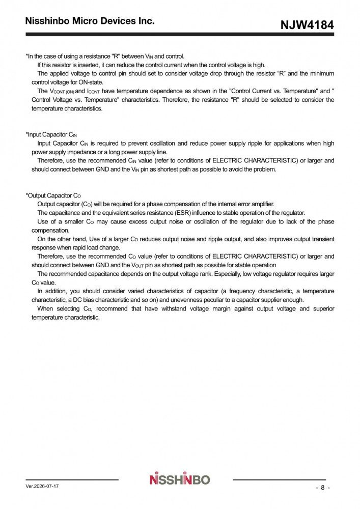 NJW4184 datasheet page 8