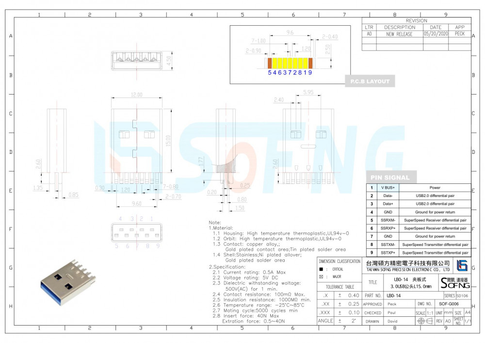 SOFNG U30-14 technical document preview