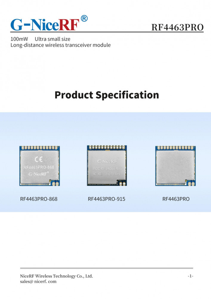 RF4463PRO datasheet page 1