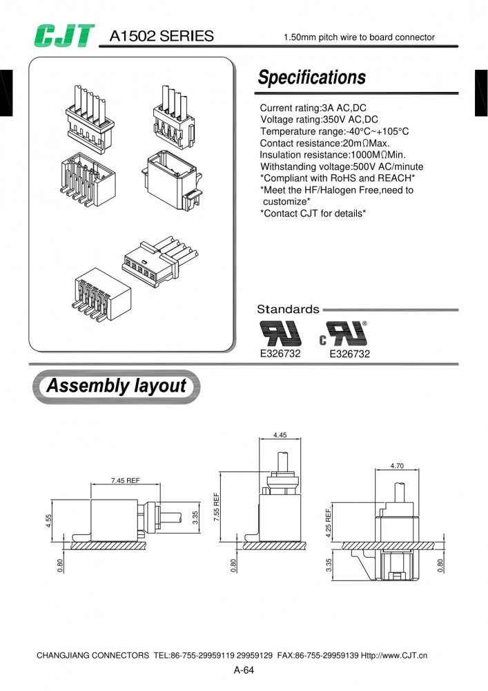 CJT A1502 series technical document page 1