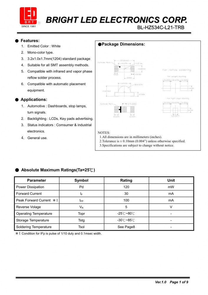 BL-HZ534C-L21-TRB datasheet page 1