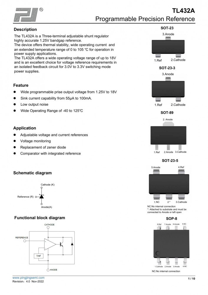 TL432A datasheet preview, page 1