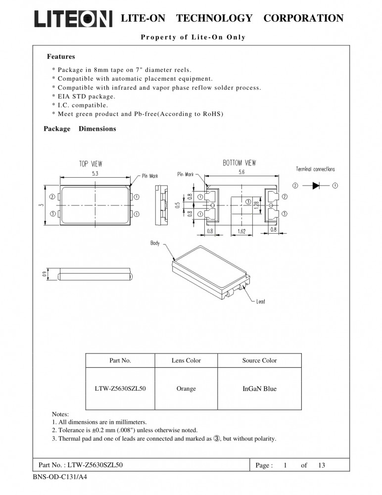 LTW-Z5630SZL50 datasheet page 2