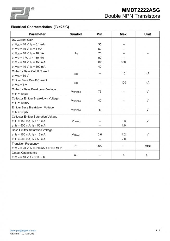 MMDT2222ASG datasheet page 2