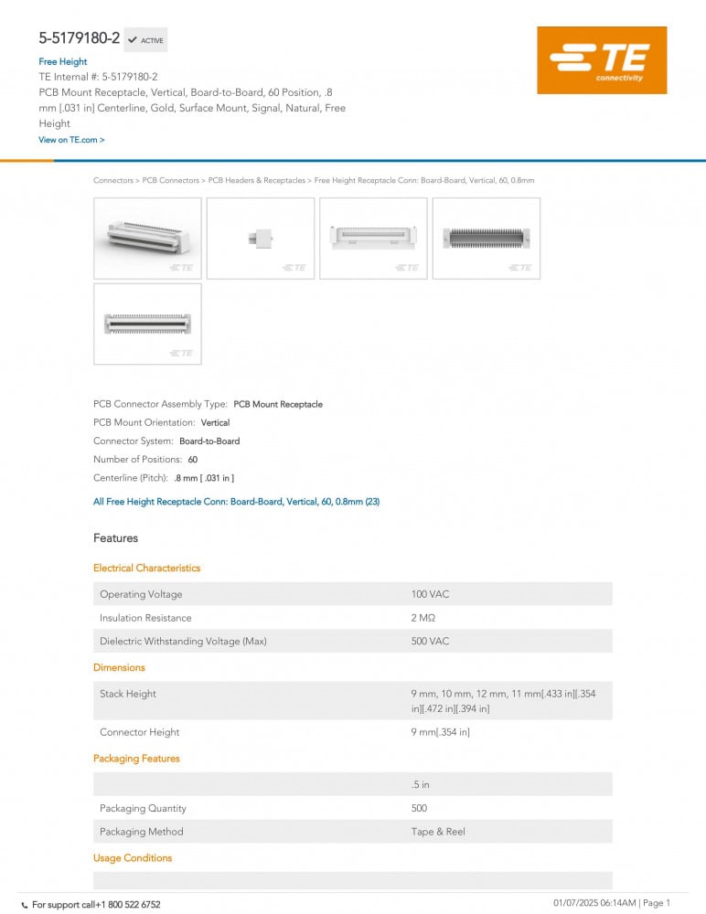 TE Connectivity 5-5179180-2 technical document page 1