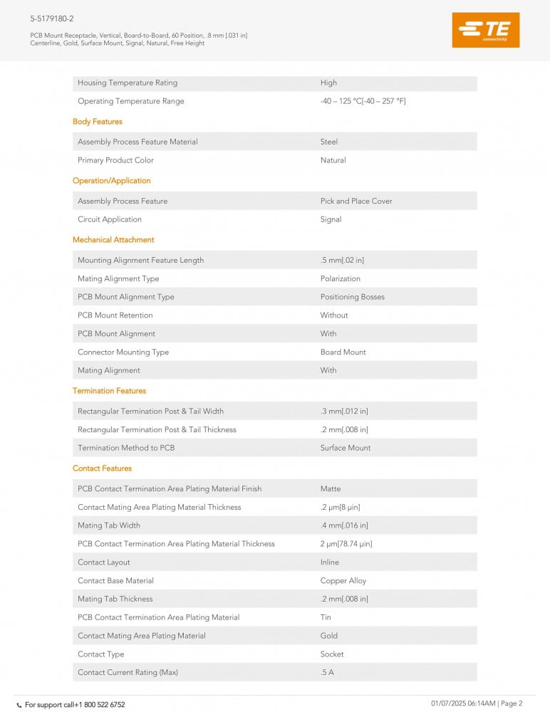 TE Connectivity 5-5179180-2 technical document page 2