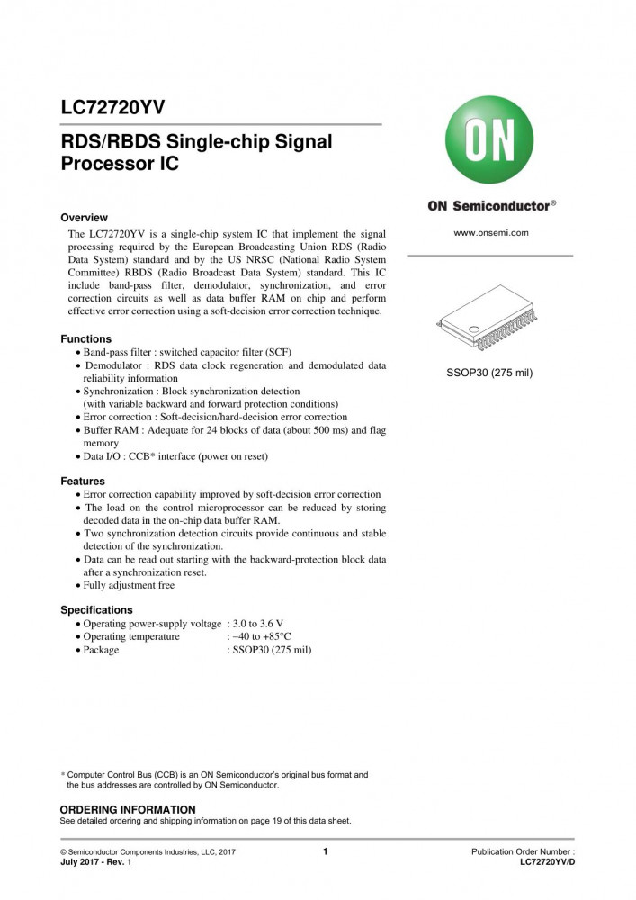 LC72720YV datasheet page 2