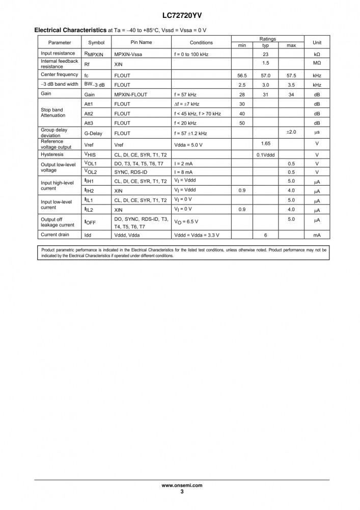 LC72720YV datasheet page 4