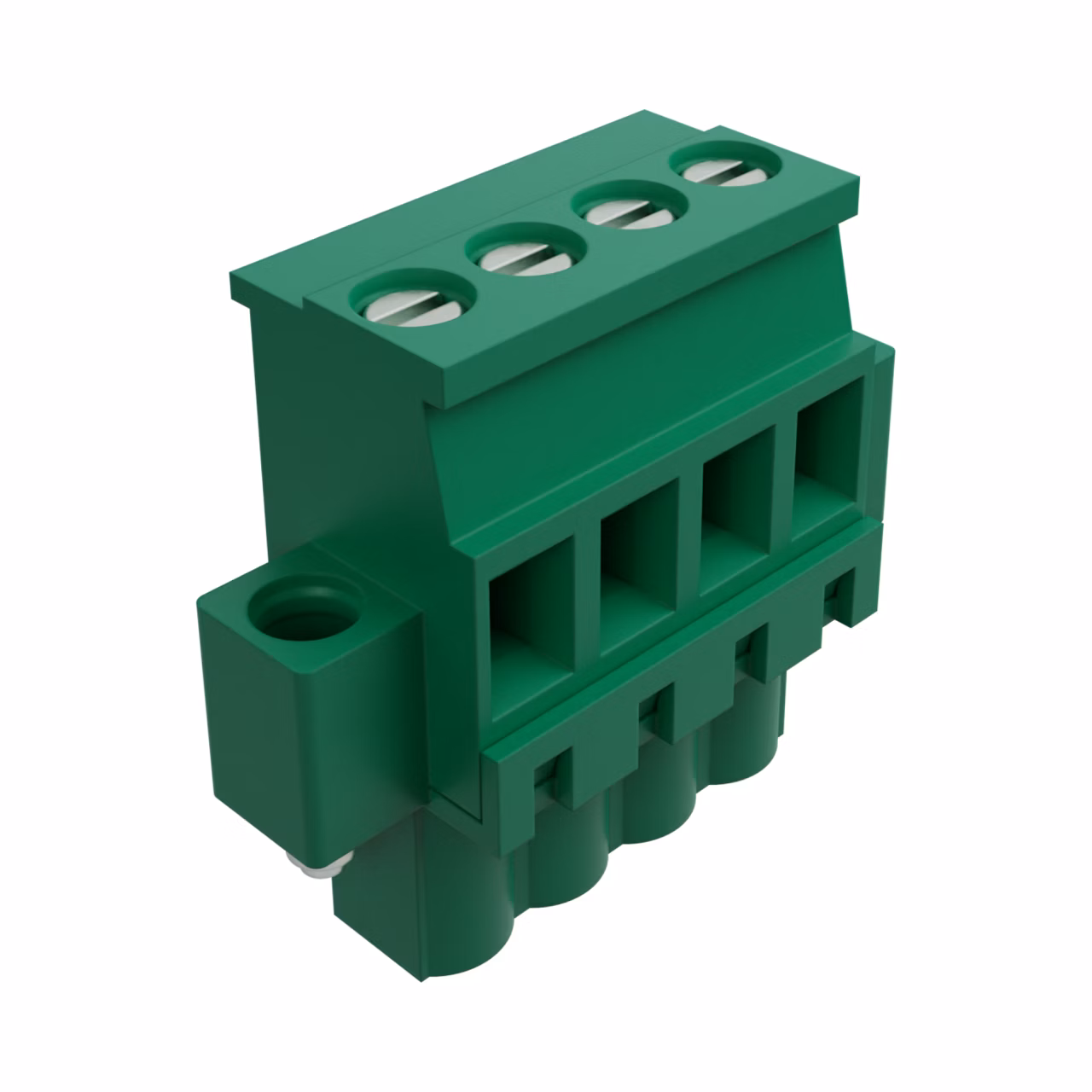 5.00mm Pitch Eurostyle Vertical Plug, with Retention Screws, Rear Wire Entry, Green Housing, 4 Circuits for sale