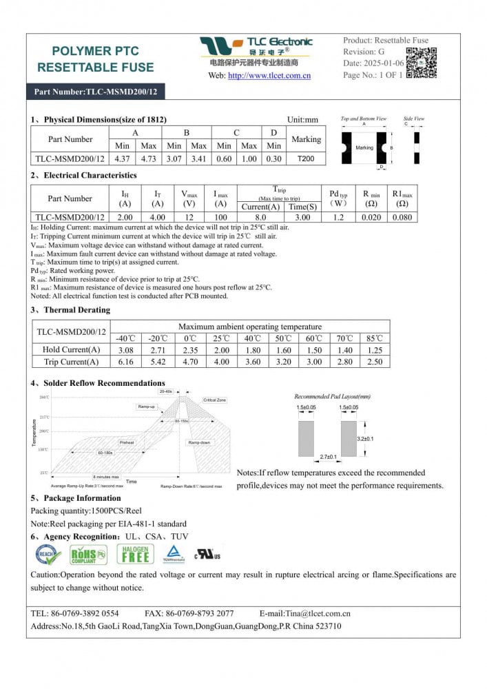 TLC-MSMD200/12 official datasheet page