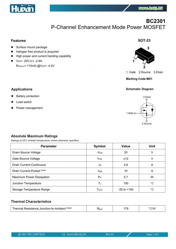 BC2301 datasheet page 1