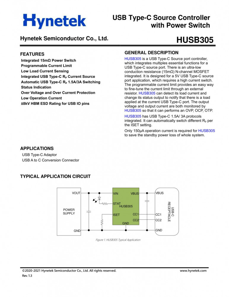 HUSB305 datasheet page 1